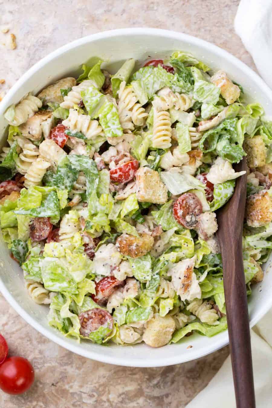 Chicken Caesar Pasta Salad - Valentina's Corner
