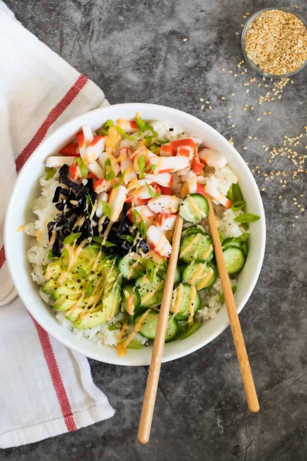 10-minute California Roll Sushi Bowl Recipe - Valentina's Corner